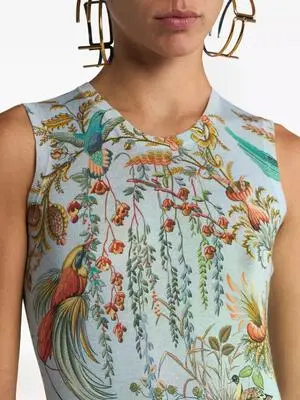 Etro Flora Fauna-motif Tank Top - Blue