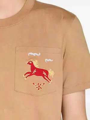 Sandro Embroidered Horse Cotton T-shirt - Neutrals