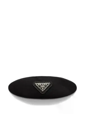 Prada Triangle Logo Hair Clip - Black