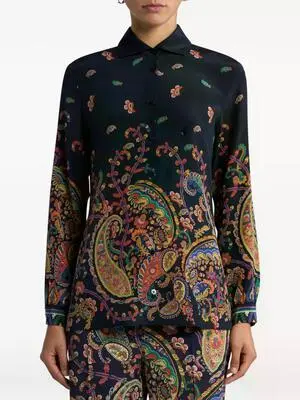 Etro Silk Printed Shirt - Blue