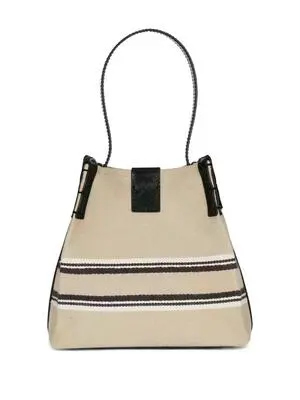 Balmain Striped-detail Bucket Bag - Neutrals