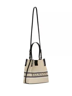 Balmain Striped-detail Bucket Bag - Neutrals