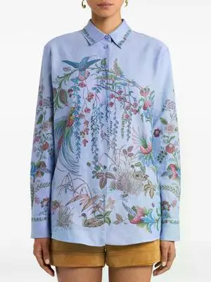 Etro Cotton Shirt With Flora And Fauna Print