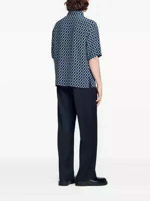 Sandro Link Print Loose-fit Shirt - Blue