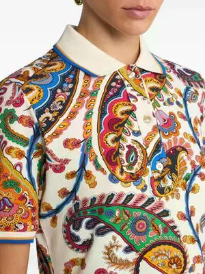 Etro Floral Paisley Polo Top