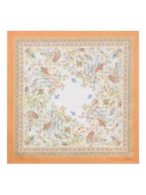 Etro Flora-fauna Motif Silk Scarf - White