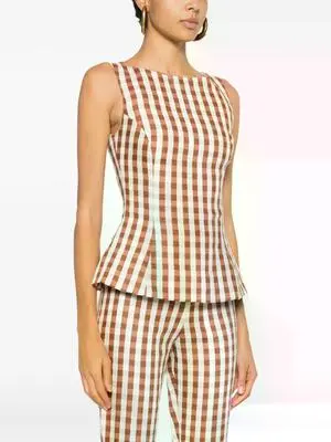 Faithfull The Brand Gingham Peplum Blouse