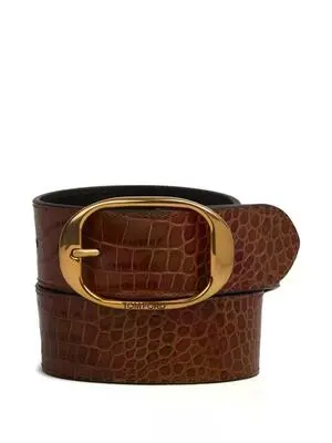 TOM FORD Crocodile-effect Buckle Belt - Brown