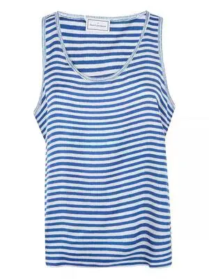 PIERRE-LOUIS MASCIA Striped Silk Tank Top - Blue
