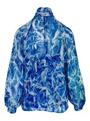 Akris Tie-neck Printed Blouse