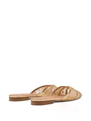 MALONE SOULIERS Perla Flower-embroidered Flat Sandals - Gold