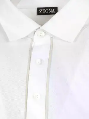 Zegna Buttoned Piped-trim Polo Shirt - White