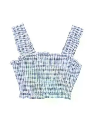 Maje Check-pattern Ruffled Top - White