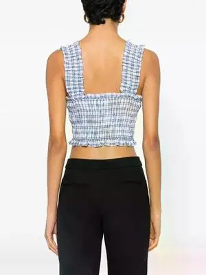 Maje Check-pattern Ruffled Top - White