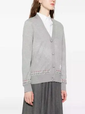 Thom Browne Snowflake-embroidered Cotton Cardigan