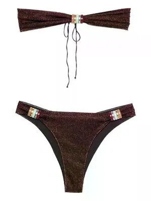 Oseree Glitter Embellished Beachwear - Brown