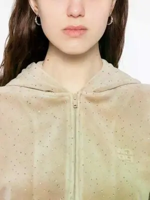 Alexander Wang Crystal-embellished Zipped Hoodie - Neutrals