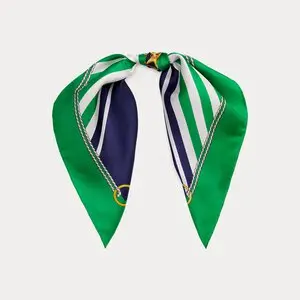 Ralph Lauren Striped Anchor-crest Silk Square Scarf