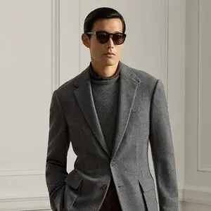 Ralph Lauren Kent Handmade Herringbone Wool Jacket - Medium Grey Multi