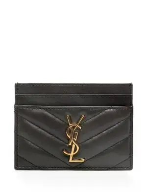 Saint Laurent Chevron Logo Card Holder Grey
