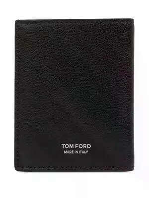 TOM FORD Embossed-logo Foldable Leather Cardholder - Black