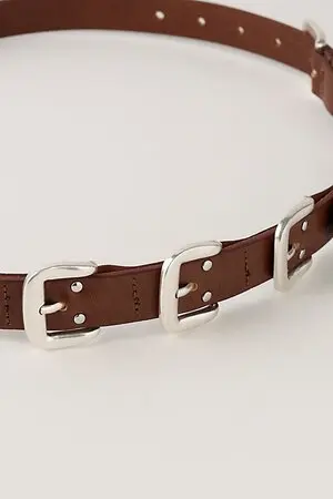 Free People Bronte Buckle Leather Belt - Mocha