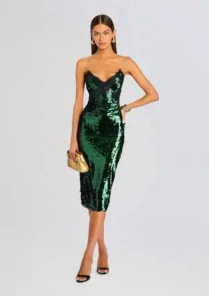 Retrofete Ellen Sequin Midi Dress - Pine
