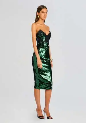 Retrofete Ellen Sequin Midi Dress - Pine