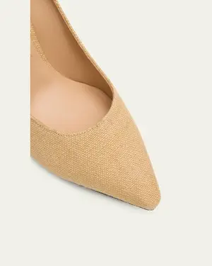 JIMMY CHOO 85mm Romy Raffia Pointed-toe Pumps