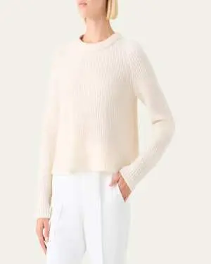 Akris Cashmere And Silk Ribbed Knit Sweater - Ecru