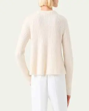 Akris Cashmere And Silk Ribbed Knit Sweater - Ecru