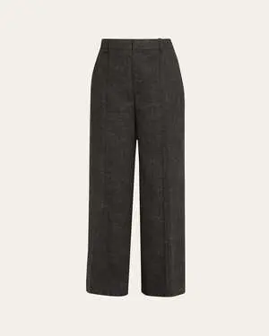Vince High-Rise Jasper Wool Trousers - Medium Heather Grey