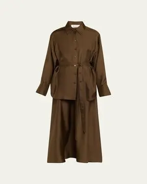 RÓHE Long-sleeve Silk Shirtdress