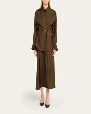 RÓHE Long-sleeve Silk Shirtdress