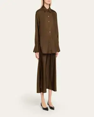 RÓHE Long-sleeve Silk Shirtdress