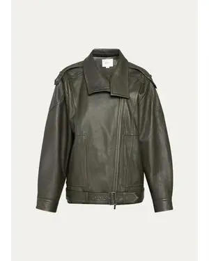 Vince Oversized Leather Aviator Jacket