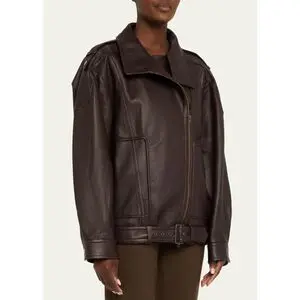 Vince Oversized Leather Aviator Jacket