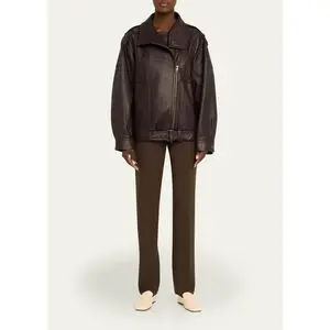 Vince Oversized Leather Aviator Jacket