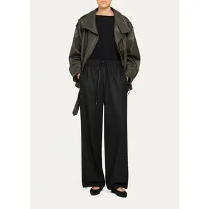 Vince Oversized Leather Aviator Jacket