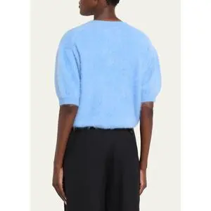 LISA YANG Juniper Brushed Cashmere Sweater - Azure