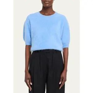 LISA YANG Juniper Brushed Cashmere Sweater - Azure