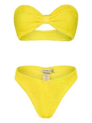 PARAMIDONNA Lucy Knot Textured Two Piece Swimsuit - Yellow