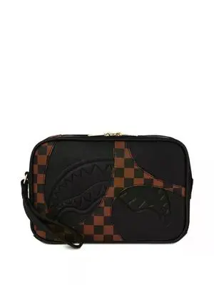 SPRAYGROUND Jetstream Shark-embossed Checkerboard Pouch - Black