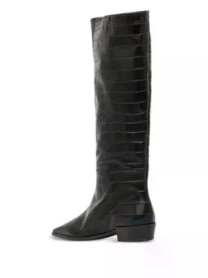 SUMMERY COPENHAGEN Pointed-toe Crocodile-effect Knee-high Boots