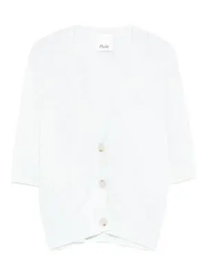 ALLUDE Button Short-sleeve Cardigan - White