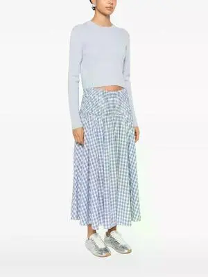Maje Ribbed Knit Cropped Sweater - Blue