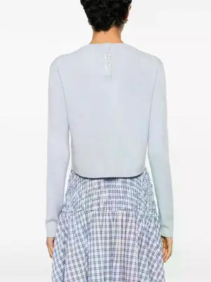 Maje Ribbed Knit Cropped Sweater - Blue