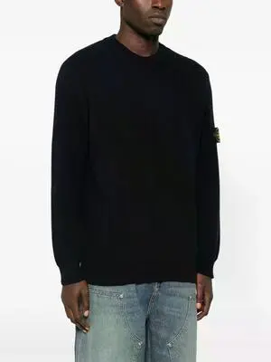 Stone Island Ribbed Patch Sweater - Blue