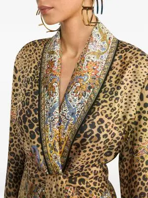 Etro Silk Robe Coat With Paisley And Animal Motif