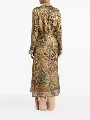 Etro Silk Robe Coat With Paisley And Animal Motif